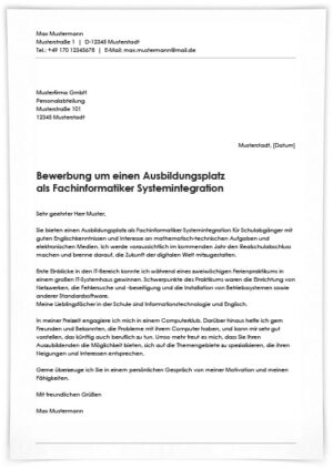 Bewerbung als Fachinformatiker Systemintegration