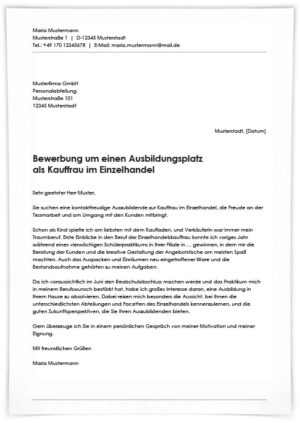 Bewerbung Ausbildung Kaufmann Einzelhandel